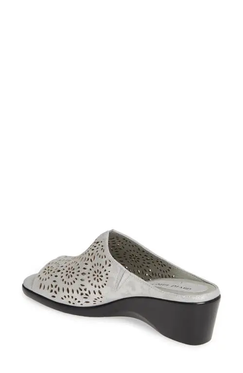 DAVID TATE Sublime Wedge Sandal - Silver Antique Leather