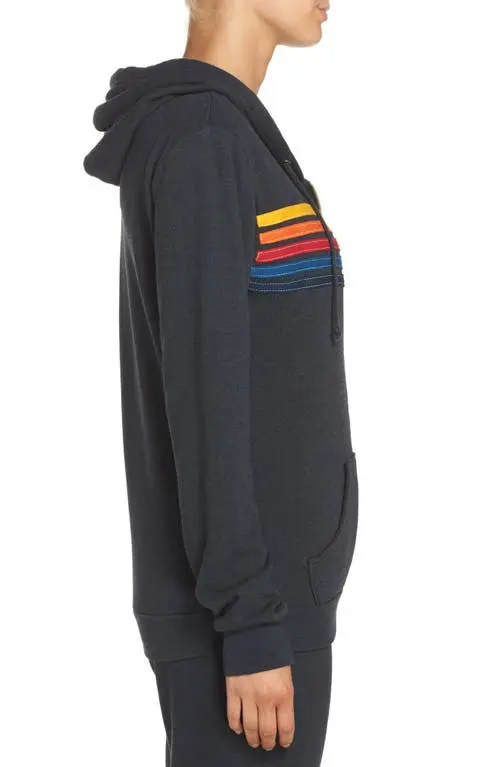 Aviator Nation 5-stripe Zip Hoodie - Charcoal