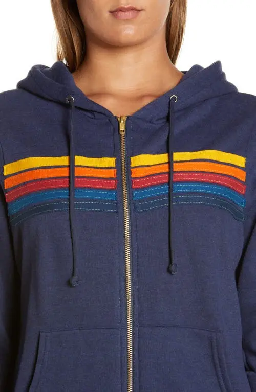 Aviator Nation 5-stripe Zip Hoodie - Navy