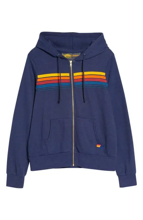 Aviator Nation 5-stripe Zip Hoodie - Navy