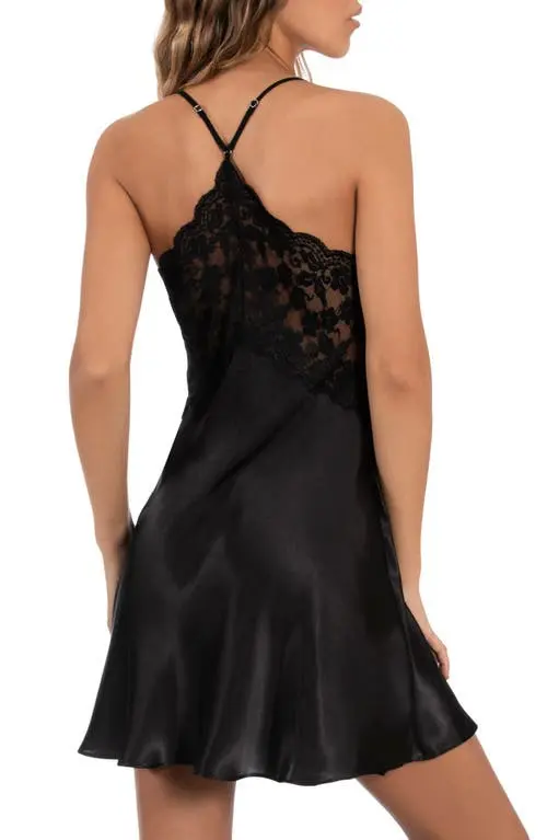 IN BLOOM BY JONQUIL Lace & Satin Chemise - Black