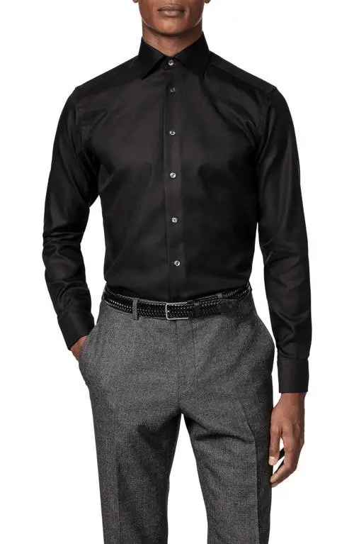 Eton Contemporary Fit Solid Dress Shirt - Black