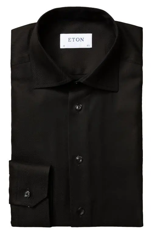 Eton Contemporary Fit Solid Dress Shirt - Black