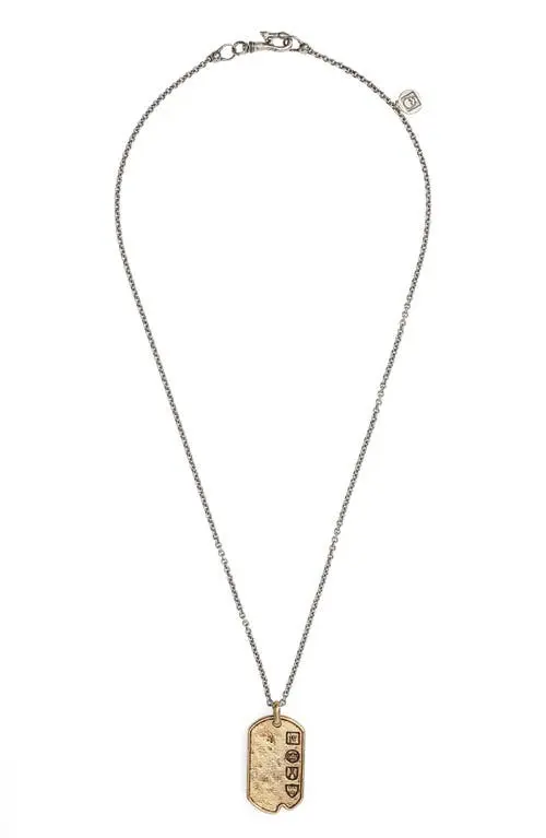 John Varvatos Dog Tag Pendant Necklace - Metallic Gold