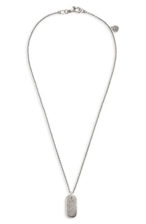 John Varvatos Dog Tag Pendant Necklace - Metallic Silver