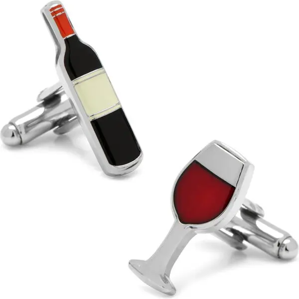 CUFFLINKS, INC. Wine Glass And Bottle - Silver