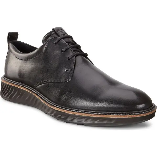 Ecco St.1 Hybrid Plain Toe Derby - Black Leather