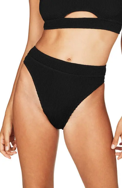 Bond Eye The Savannah High-waist Ribbed Bikini Bottoms - Black