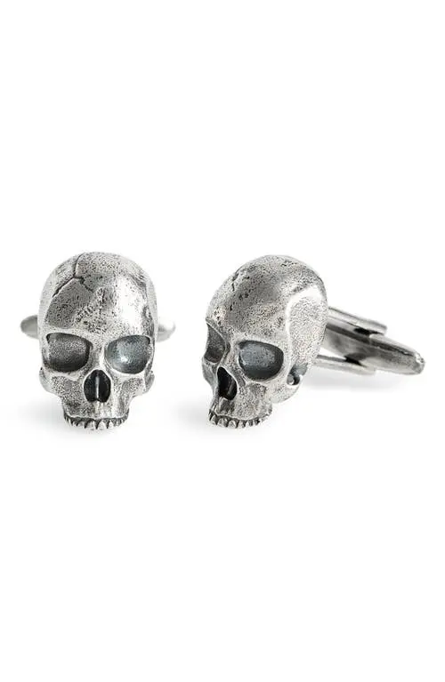 John Varvatos Skull Cufflinks - Metallic Silver