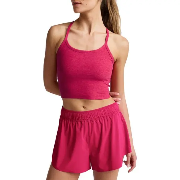 Beyond Yoga Space Dye Slim Racerback Crop Tank - Berry Red Heather