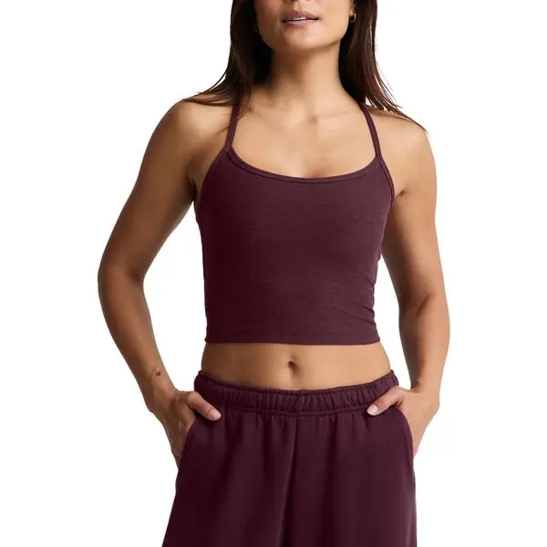 Beyond Yoga Space Dye Slim Racerback Crop Tank - Cabernet Heather