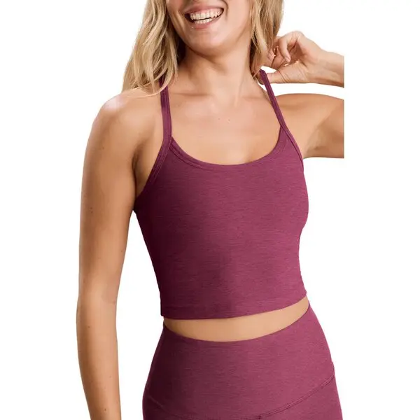 Beyond Yoga Space Dye Slim Racerback Crop Tank - Pomegranate Heather