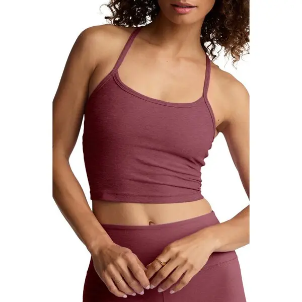 Beyond Yoga Space Dye Slim Racerback Crop Tank - Smooth Mauve Heather