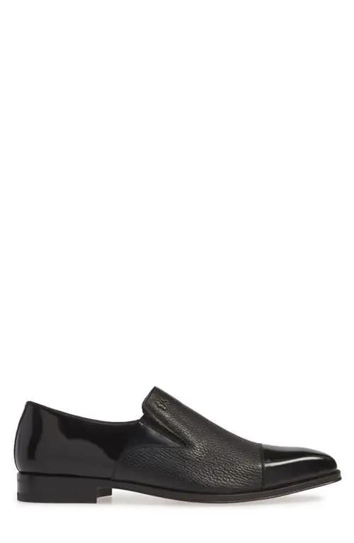 Mezlan Milani Cap Toe Slip-on - Black Leather/deerskin