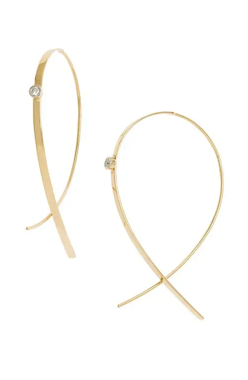 Lana Jewelry 14k Gold Upside Down Diamond Hoop Earrings - Yellow Gold