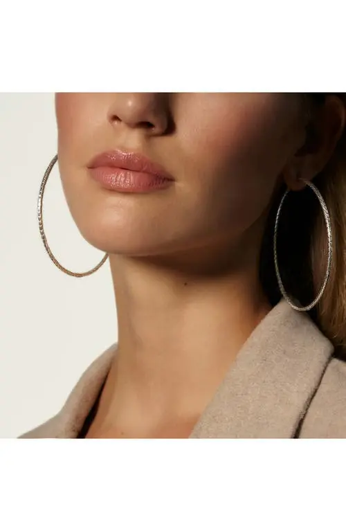 John Hardy Sterling Carved Chain Hoop Earrings
