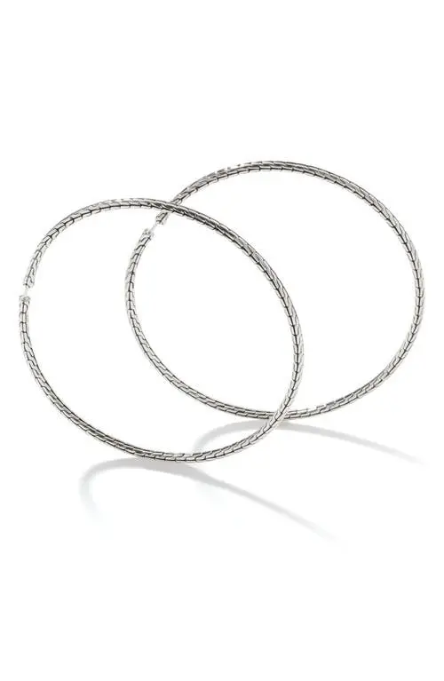 John Hardy Sterling Carved Chain Hoop Earrings