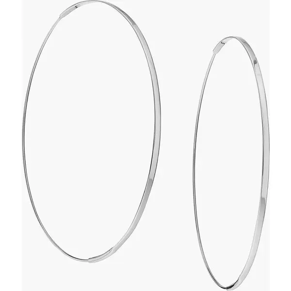 Lana Jewelry 14k Gold Flat Hoop Earrings - White Gold