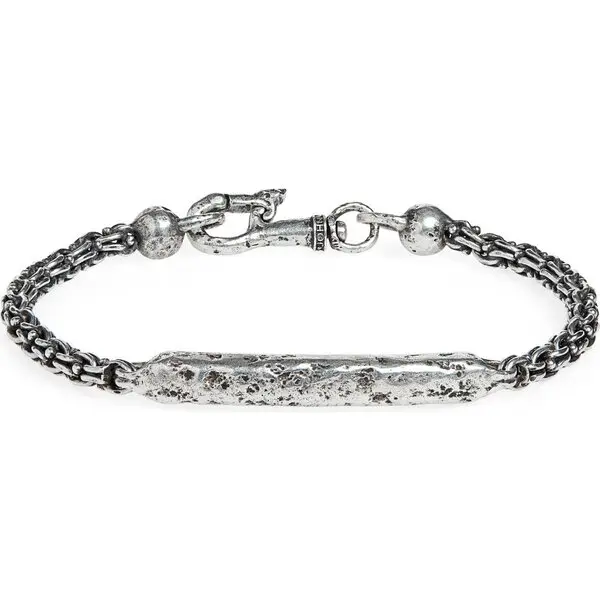 John Varvatos Sterling Silver Id Bracelet - Metallic Silver