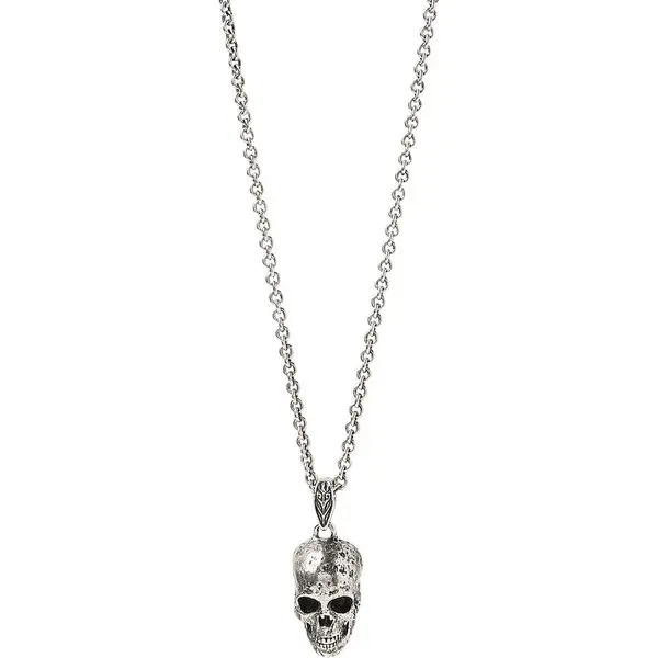 John Varvatos Distressed Skull Pendant Necklace - Silver