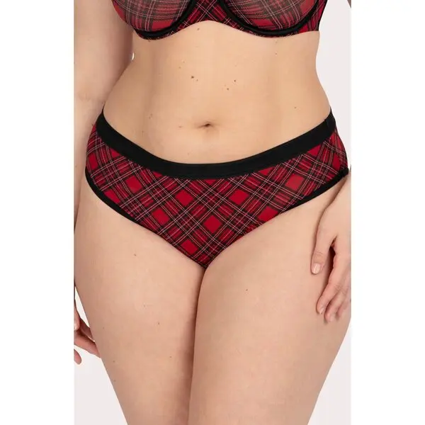 CURVY COUTURE Sheer Mesh High-cut Briefs - Diva Red Plaid