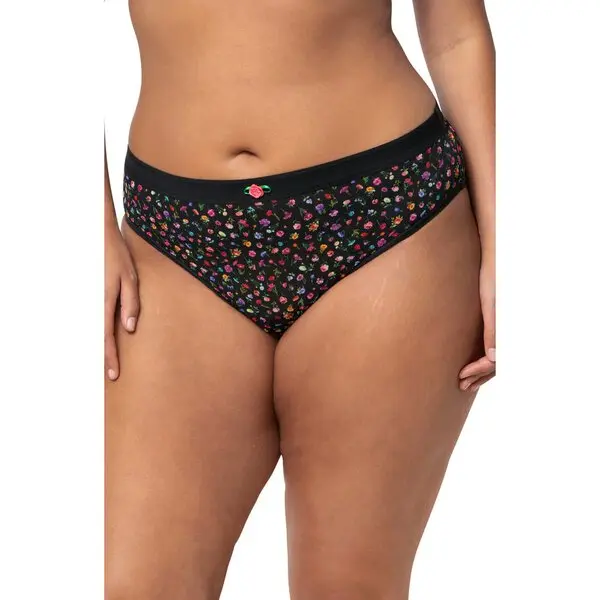 CURVY COUTURE Sheer Mesh High-cut Briefs - Meadow Dream