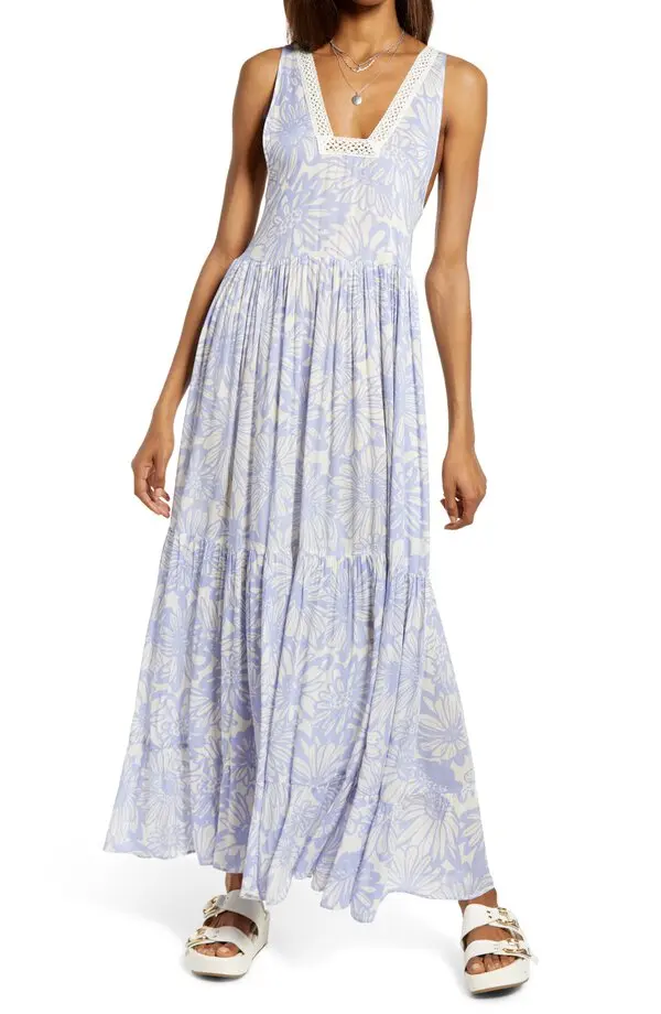 Free People Tiers For You Sleeveless Maxi Dress In Cornflower Combo - 59%  Off | Editorialist