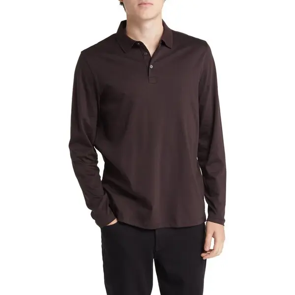 Robert Barakett Georgia Long Sleeve Polo - Chocolate