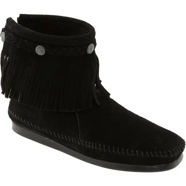 Minnetonka Fringe Bootie - Black