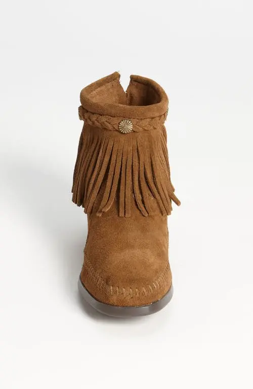 Minnetonka Fringe Bootie - Dusty Brown
