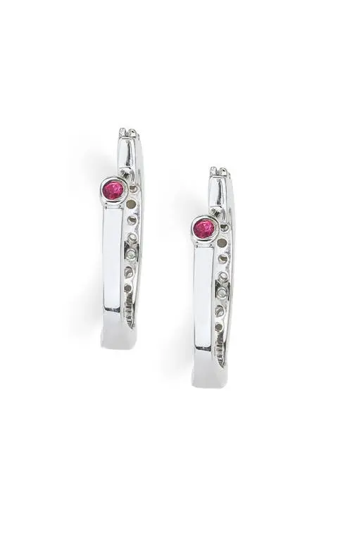 Roberto Coin Diamond Hoop Earrings - White Gold