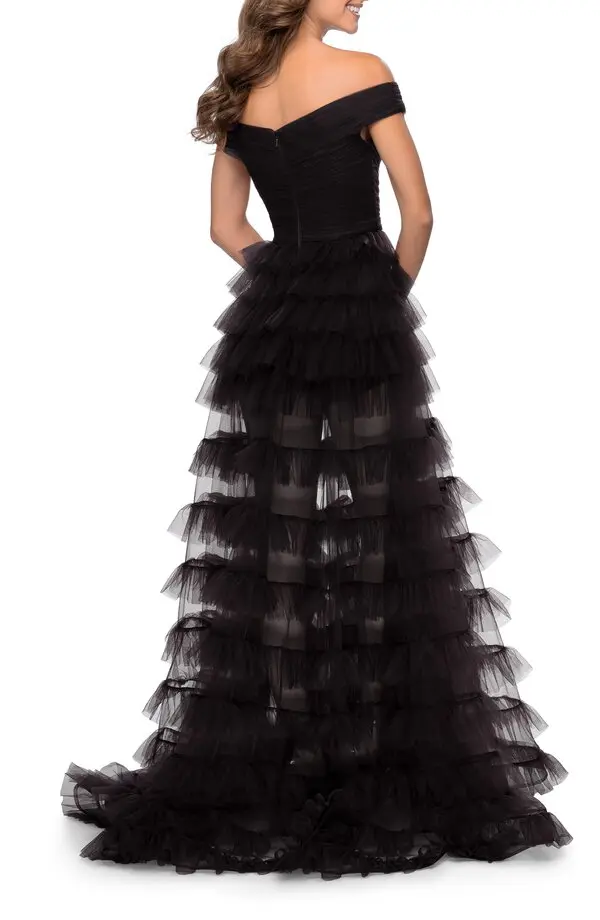 LABOMME Off The Shoulder Sheer Tulle Ballgown