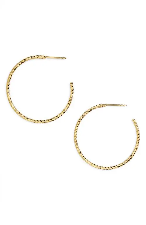Argento Vivo Textured Hoop Earrings - Gold Vermeil