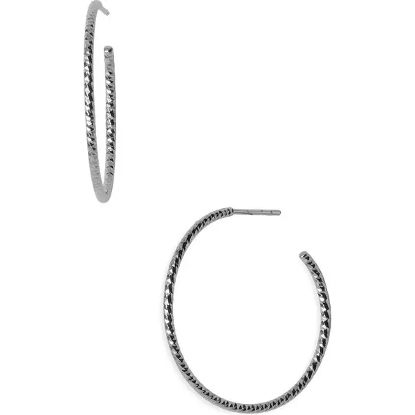 Argento Vivo Textured Hoop Earrings - Sterling Silver