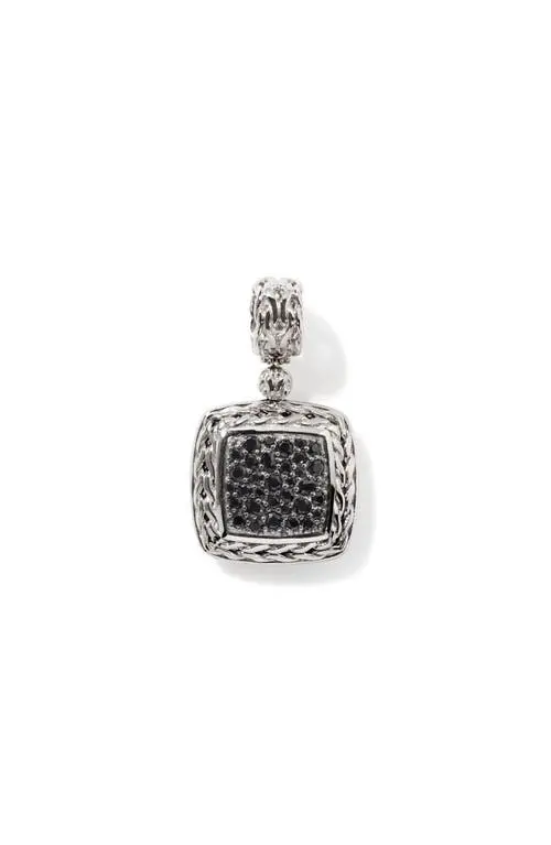 John Hardy Carved Chain Pendant - Silver/ Black Diamonds