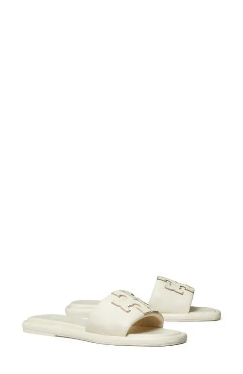 Tory Burch Double-t Sport Slide Sandals - Light Cream / Gold