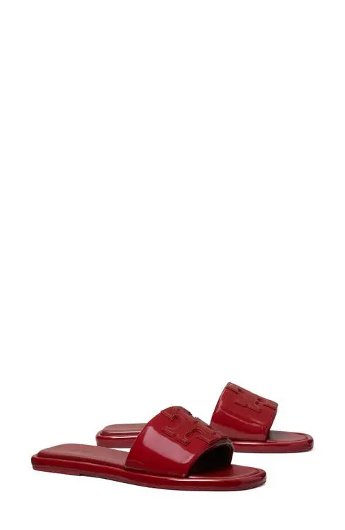 Tory Burch Double-t Leather Sport Slide Sandal - Toucan Red