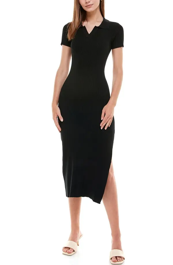 Wayf 98 Tiffani Cutout Back Polo Sweater Dress In Black - 58% Off |  Editorialist