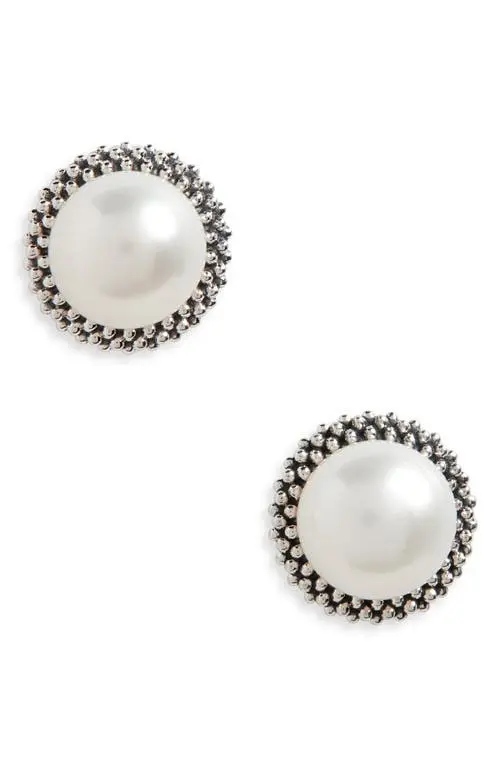 Lagos Luna Pearl Stud Earrings - Silver/pearl