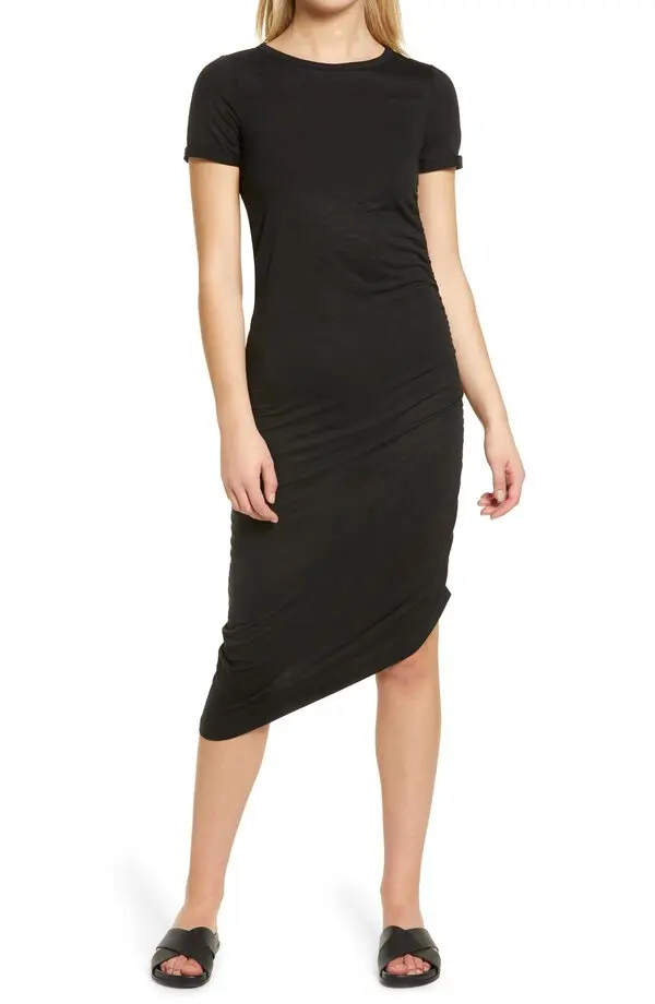 asymmetrical semi formal dress IgariI Asymmetric T-shirt Dress in Black  Muse Boutique