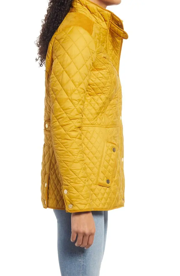 Joules Newdale Quilted Jacket With Corduroy Trim