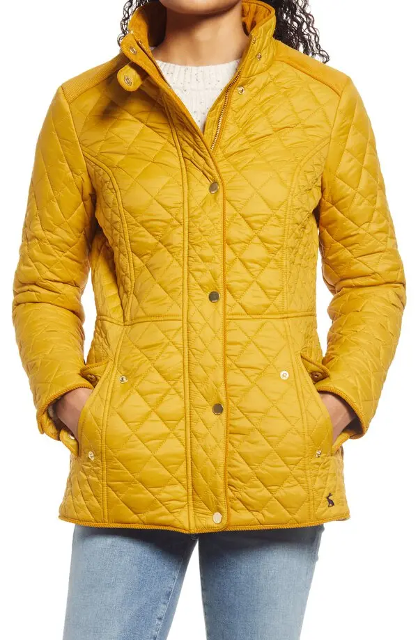 Joules Newdale Quilted Jacket With Corduroy Trim