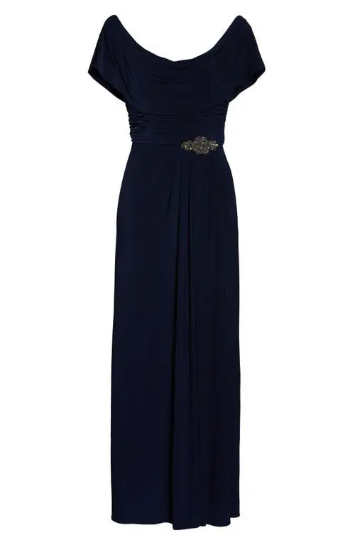 alex evenings cowl neck dress Alex Evenings Women's Embellished Cowl-Neck Gown - Eggplant