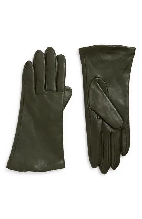 Nordstrom Cashmere-lined Leather Touchscreen Gloves - Evergreen