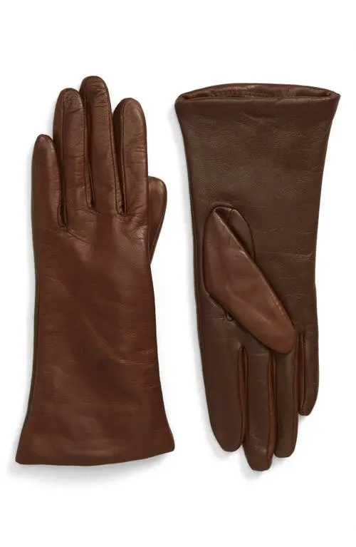 Nordstrom Cashmere-lined Leather Touchscreen Gloves - Saddle