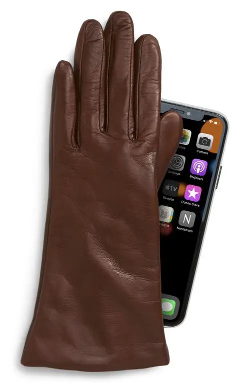 Nordstrom Cashmere-lined Leather Touchscreen Gloves - Saddle