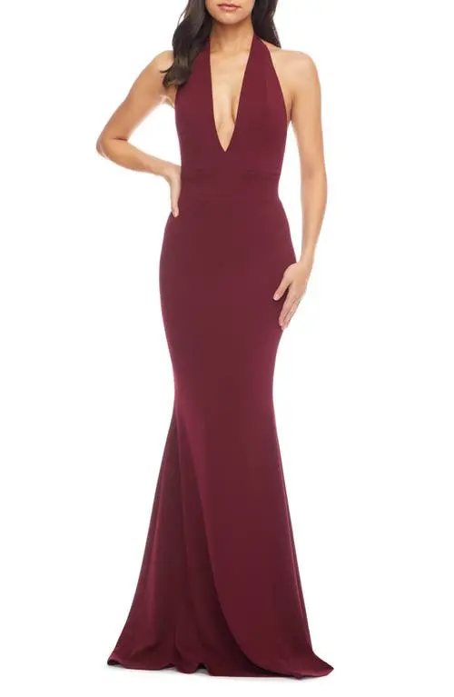 Dress The Population Camden Mermaid Hem Evening Gown - Burgundy