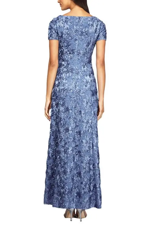 Alex Evenings Embellished Lace A-line Evening Gown - Brush Peri