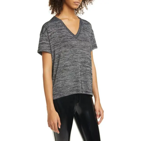 Rag & Bone Hudson V-neck Top - Black Heather