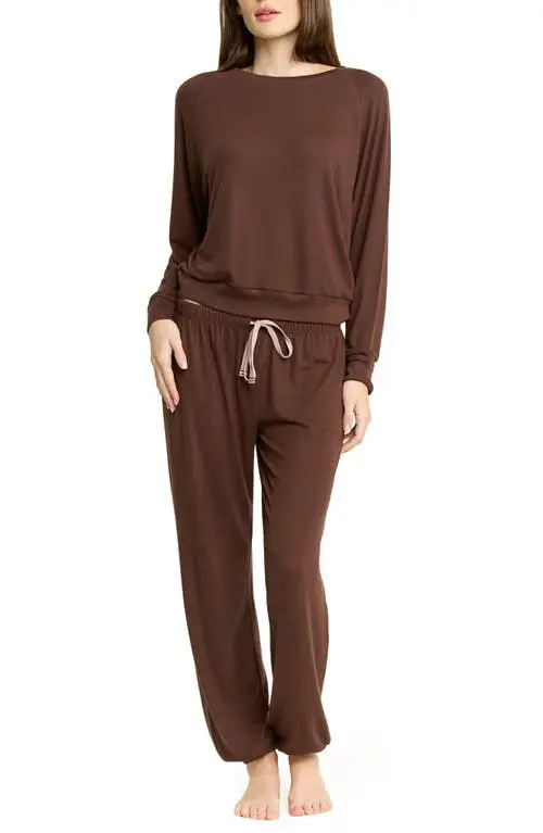 Honeydew Intimates Star Seeker Brushed Jersey Pajamas - Chocolate